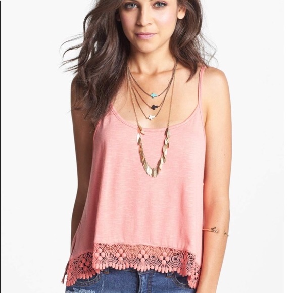 painted threads | Tops | Salmon Lace Crop Tank | Poshmark